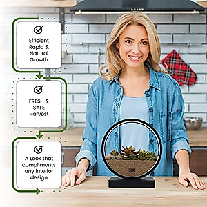 Grow Vival (2-in-1) Soil/Water Hydroponic Growing System - Indoor Garden Planter, (5) Baskets - Round Design with Grow Lights - Ideal for The Home or Office - DIY Create Your Own - Black