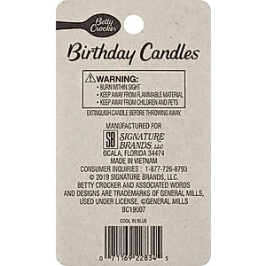 Betty Crocker Cool in Blue Birthday Candles, 16 Count (Pack of 1)