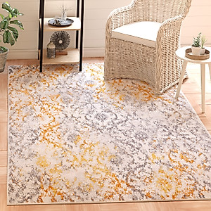 SAFAVIEH Madison Collection 9' x 12' Cream Orange MAD608K Boho Chic Distressed Non-Shedding Living Room Bedroom Dining Home Office Area Rug