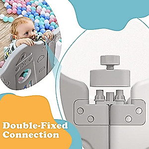 Veemuaro Baby Playpen, Portable 14-Panel Foldable Playpen, Large Baby Playard with Game Panel, Adjustable Shape Kids Activity Centre Safety Play Yard Home Indoor Outdoor