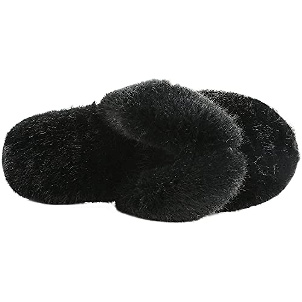 DREAM PAIRS Women's Black House Fluffy Fuzzy Memory Foam Open Toe Flip Flop Slip On Indoor Slippers Size 11-12M US Spa-03