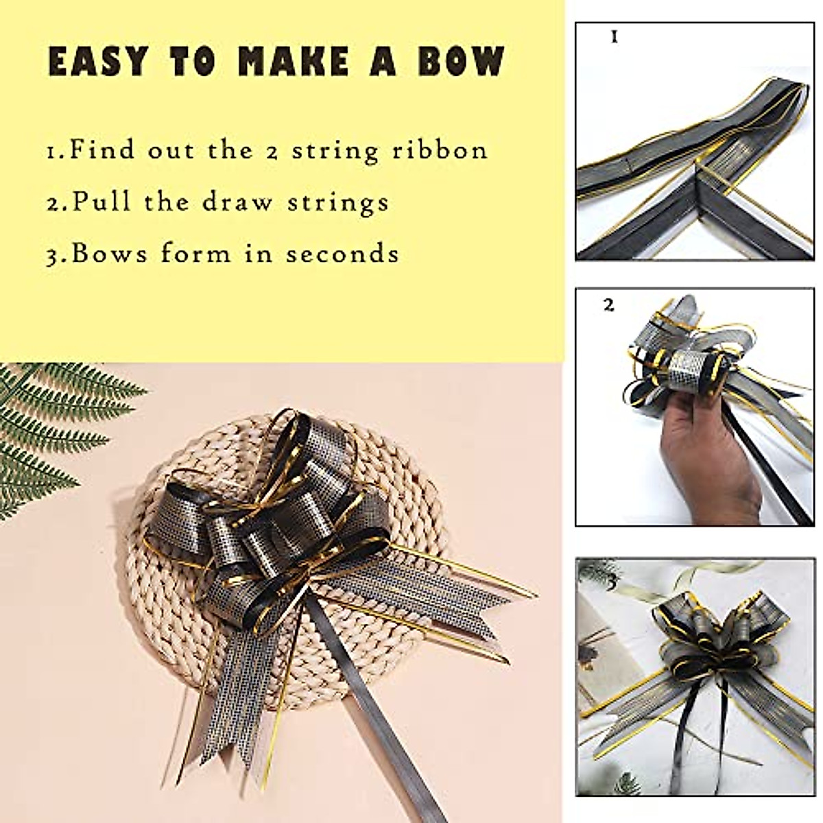 WDHHNP 10 PCS Gift Bows, Pull Bow Ribbon Pull Bows for Christmas Wedding Baskets, Ribbon Bow to Wrap Box or Floral Decoration
