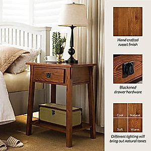 Leick Home Favorite Finds Nightstand Table with Shelf, Russet/Blackened