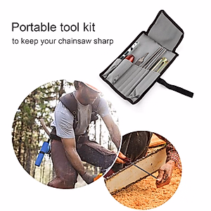 YEFA Upgraded Chainsaw File Kit, Includes 5/32, 3/16, and 7/32 Inch Round Files, Flat File, Handle, Filing Guide, and Pouch, 8 Piece Combo Set for Sharpening Chain Saw Blades (Blue&Black)