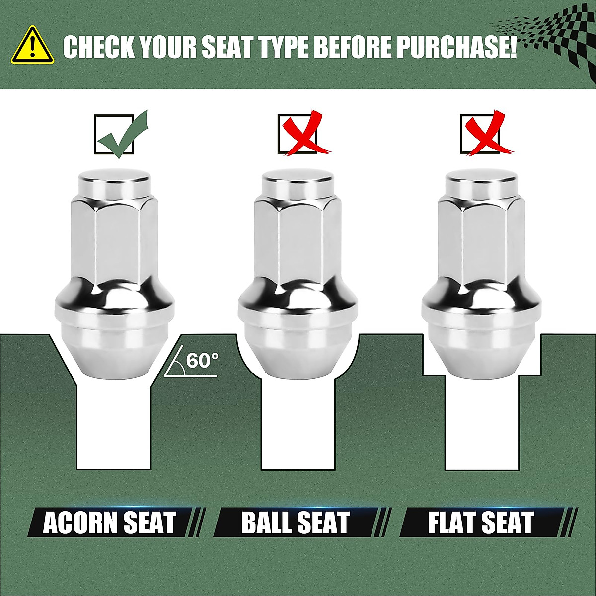 glorider M14x2.0 Lug Nuts for 2000-2014 F-150, 24pcs Solid One-Piece 14x2 Lug Nuts, OEM Factory Style LugNut Compatible with 2000-2014 Ford F150, Replacement for #4L3Z1012A #7L1Z1012A