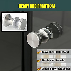 Alise Shower Glass Door Handle,Sliding Shower Doors Knob,Single Side Pull Hardware Replacement Parts,Solid SUS304 Stainless Steel Knobs,Brushed Nickel XLS200DB-LS