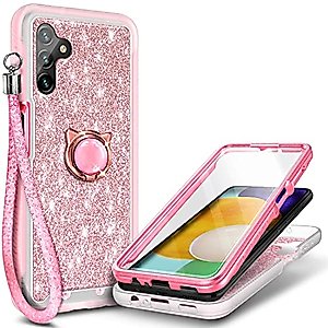 NGB Supremacy Galaxy A13 5G Case, Full Body Protection with [Built-in Screen Protector] Ring Holder/Wrist Strap, Slim Fit Shockproof Bumper Durable Cover for Samsung Galaxy A13 5G (Rose Gold)