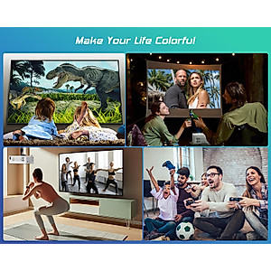 TMY Projector with WiFi and Bluetooth, Native 1080P 5G WiFi Outdoor Projector with 100" screen, 4K Supported Portable Projector, Compatible with iOS/Android/PC/TV Stick/HDMI/AV/USB, Indoor Outdoor Use