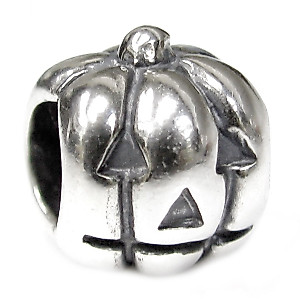 Queenberry Sterling Silver Petite Jack-o-lantern European Style Bead Charm