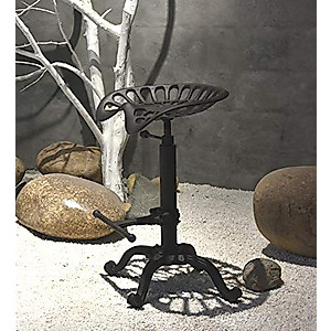 Diwhy Rustic Industrial Farmhouse Tractor Seat Counter Height Adjustable Bar Stool Cast Iron Swivel Stool Industrial bar Chair (Rust, Cast Iron)