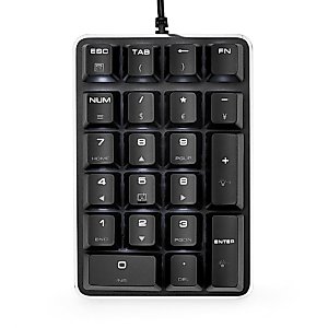 Qisan Mechanical Numeric Keypad Wireless Bluetooth Keypad Cherry MX Blue Switch 21 Keys Mini Numpad Portable Keypad Extended Layout Magicforce for for Financial Cashier Securities-Black
