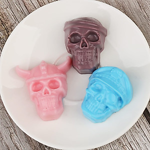 Skull Silicone Candy Mold for Hard Candy, Chocolates, Crayon, Jelly, Fondant, Jello,Whiskey Ice Cube Mold, Halloween Party Decoration, Pack of 2