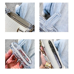 YHdtUO Travel Coffee Mug Water Cup Wind High-End Sports Straw Cup Girls Summer Simple High-Value Square Kettle 380Ml Housewarming