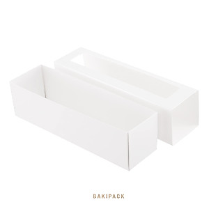 BAKIPACK 25 Macaron Boxes for 6 Macarons White Macaron Boxes with Interior Measurement 7.3" x 1.9" x 1.9" Macarons Gift Boxes with Clear Window (without Macaron inside)
