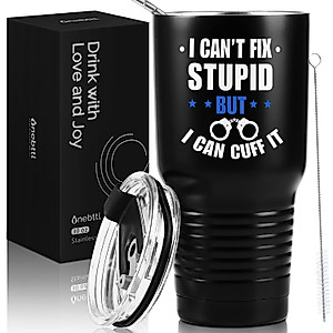 Onebttl Funny Gifts for Police Officers Men, Law Enforcement Gifts, Correctional Officer Gifts, Retirement Gifts Graduation Gifts For Cops, Stainless Steel Tumbler - 30 oz
