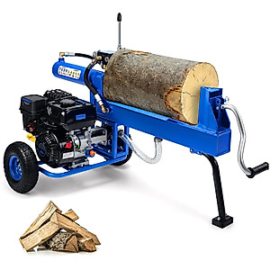 EFURDEN Portable Gas Log Splitter with 7 HP-4 Stroke Engine, 20-ton Hydraulic auto-Return ram System and Twin Gear Hydraulic Pump, Horizontal Full Beam Steel Wedge firewood Splitter