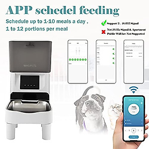 Automatic Cat Feeder, WHDPETS WiFi Enabled Smart Pet Feeder for Cats & Dogs, Auto Cat Food Dispenser with Stainless Steel Bowl, Silicone Dog Bowl, Feeding Mat, APP Control, 10s Voice Recorder