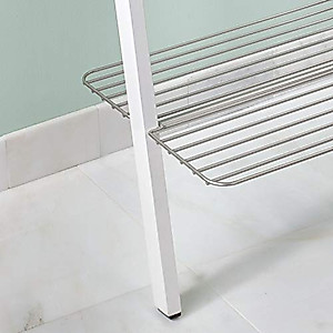 InterDesign Formbu Free Standing Bathroom Storage Ladder with Shelves for Towels, Soap, Candles, Tissues, Lotion, Accessories - White/Satin