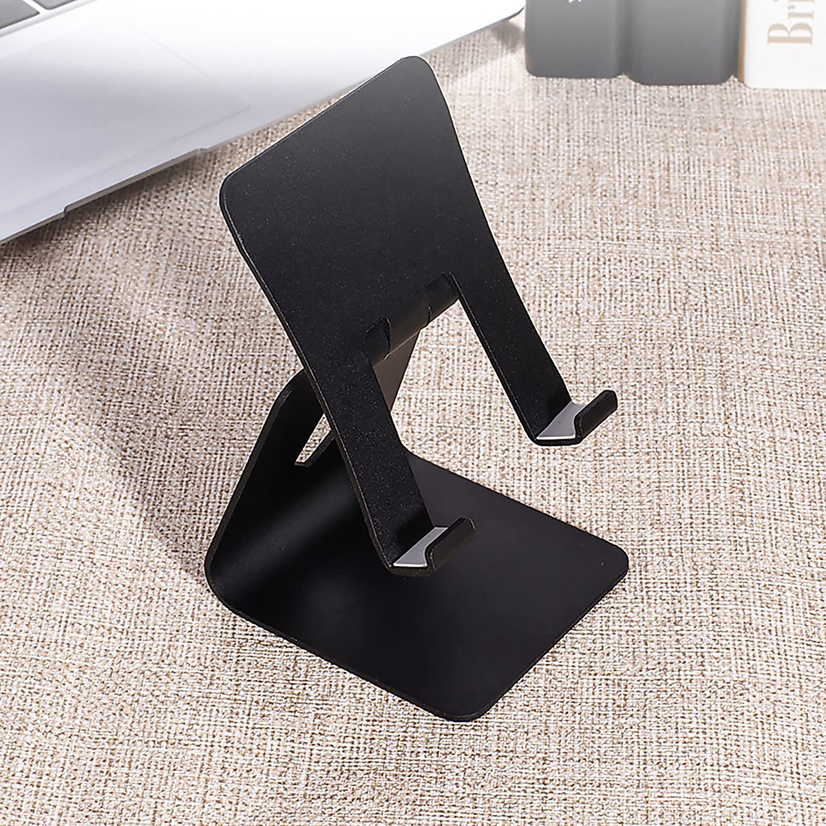 Desktop Phone Stand, Aluminum Alloy Single Folding Desktop Stand Mobile Phone/Tablet Universal Lazy Stand/Live Stand, Compatible with All Smartphones, Tablets Black