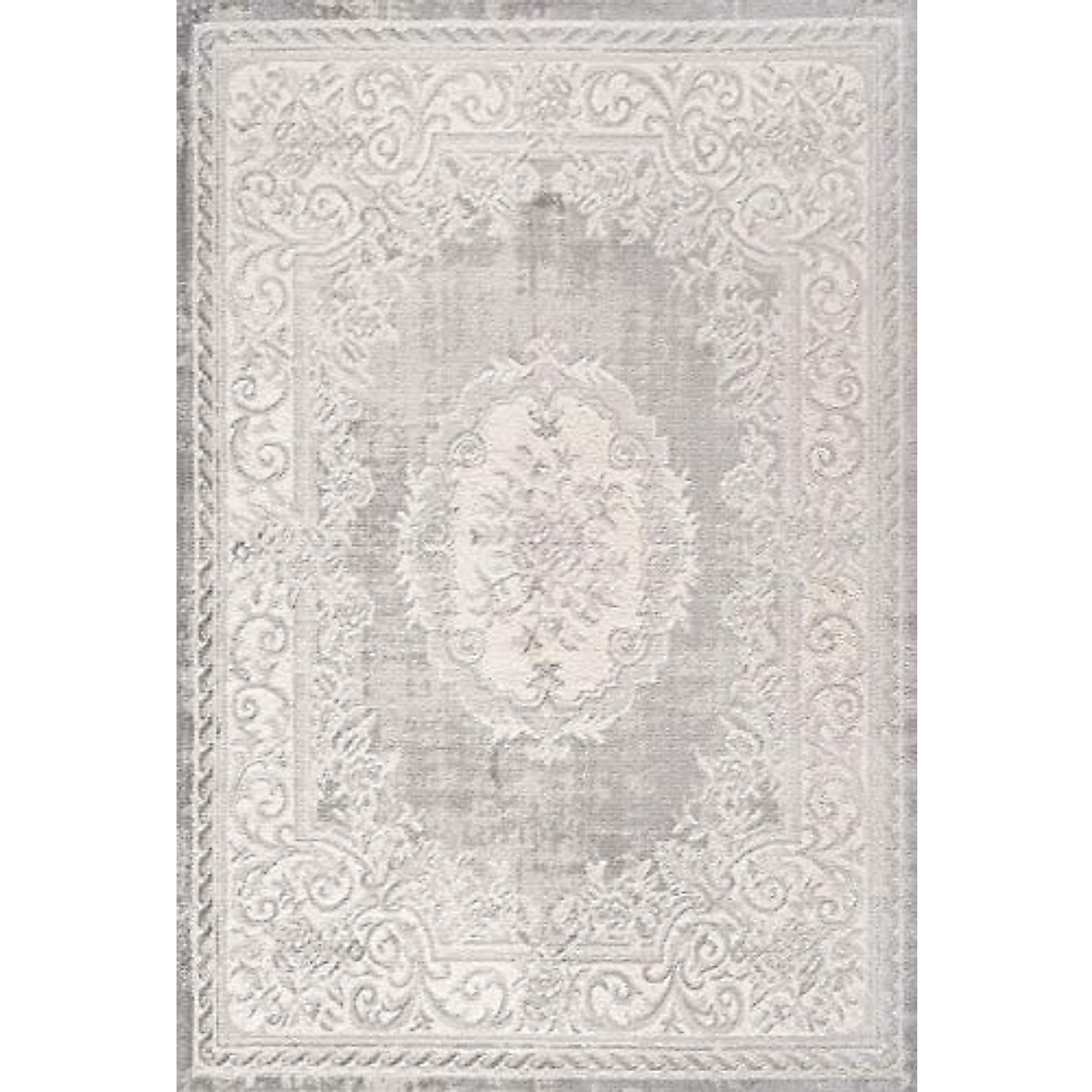 JONATHAN Y MDP401B-8 Rosalia Cottage Medallion Indoor Area-Rug Vintage Bohemian Easy-Cleaning Bedroom Kitchen Living Room Non Shedding, 8 ft x 10 ft, Ivory/Gray