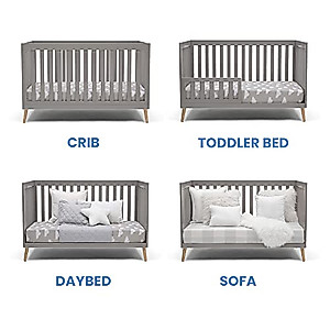Delta Children Essex 4-in-1 Convertible Baby Crib, Grey with Natural Legs