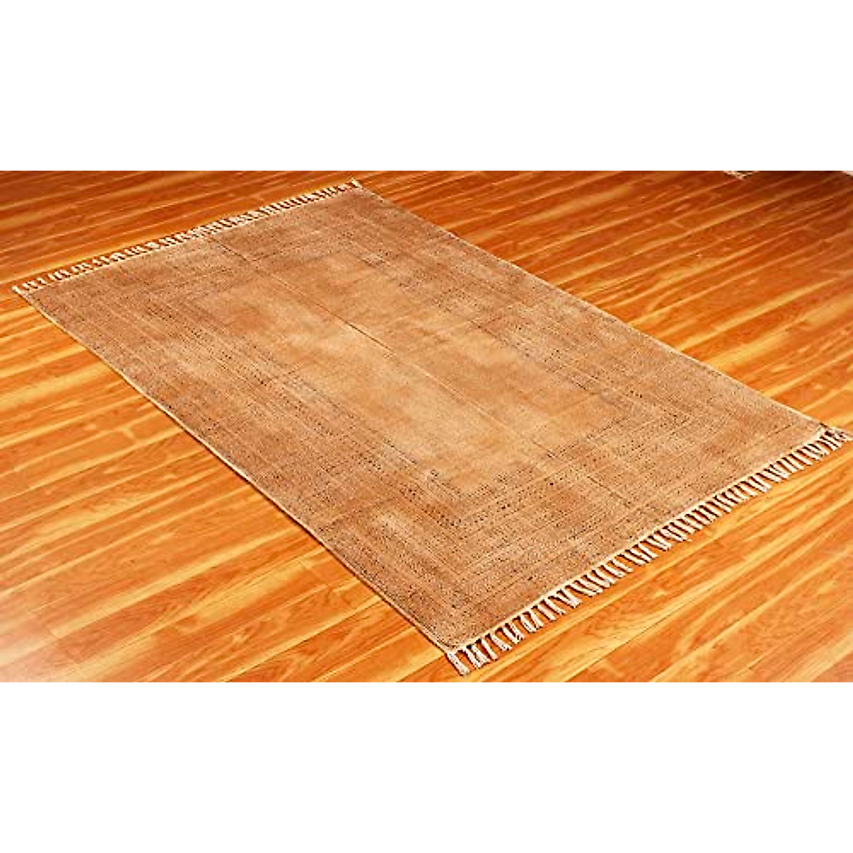 Bohemian Cotton Rug Hand Block Printed Handmade Tassels Throw Rugs Hand Woven Door Mat Floor Rug Indoor Area Rugs for Laundry Room Living Room Bathroom Lounge