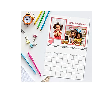 Blank Scrapbook Wall Calendar, Undated, 12-Inch x 9-Inch Size Closed, 18-Inch Size Open, Large Bookstore-Quality, DIY Spiral-Bound Hanging Monthly Calendar for Kitchen & Office, by Current