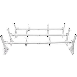 VEVOR Van Roof Ladder Rack, 56.3-61.4" Adjustable Van Racks, 750 lbs Capacity Alloy Steel Roof Racks with Ladder Stoppers, Rain Gutter Racks Compatible with Full-Size Vans, 3 Pcs