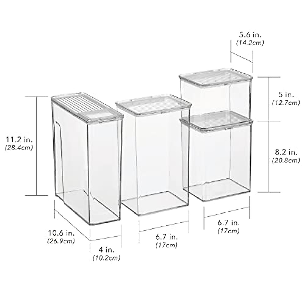 Nate Home by Nate Berkus Airtight Food Canister Containers | with Locking Lids for Storing Dry Goods on Any Kitchen Counter, Cabinet, or Pantry Storage from mDesign - Set of 4, Clear
