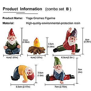 YARCHONN Miniature Garden Gnomes Ornament Outdoor, Resin Elf Statue, Funny Gnome Fairy Garden Accessories for Patio, Yard, Lawn or Home Garden Decorations, (5PK Yoga Theme)