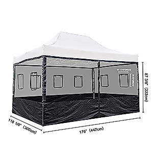 Instahibit Pop Up Canopy Half Mesh Sidewall with Window for 15x10' Outdoor Camping Fishing Party Tent,4pcs Sidewall Only