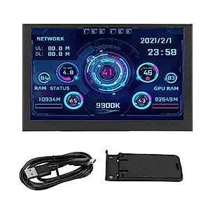 KOSDFOGE PC CPU Data Monitor, Mini ITX Case Display PC CPU Data Monitor 5in IPS USB C Type C for AIDA64 Temperature Display PC CPU GPU RAM Data Monitor