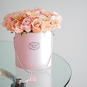 UNIKPACKAGING Premium Quality Round Flower Box, with Tassel, Gift Boxes for Luxury Flower and Gift Arrangements, Set of 3 pcs (Pink)