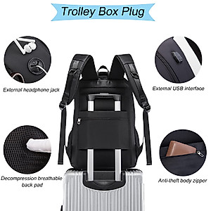 Seekvigor Travel Laptop Backpack,17.3 inch waterproof college backpack with usb charging port, 38L Durable Carry On Backpack for Business, Everyday, Work