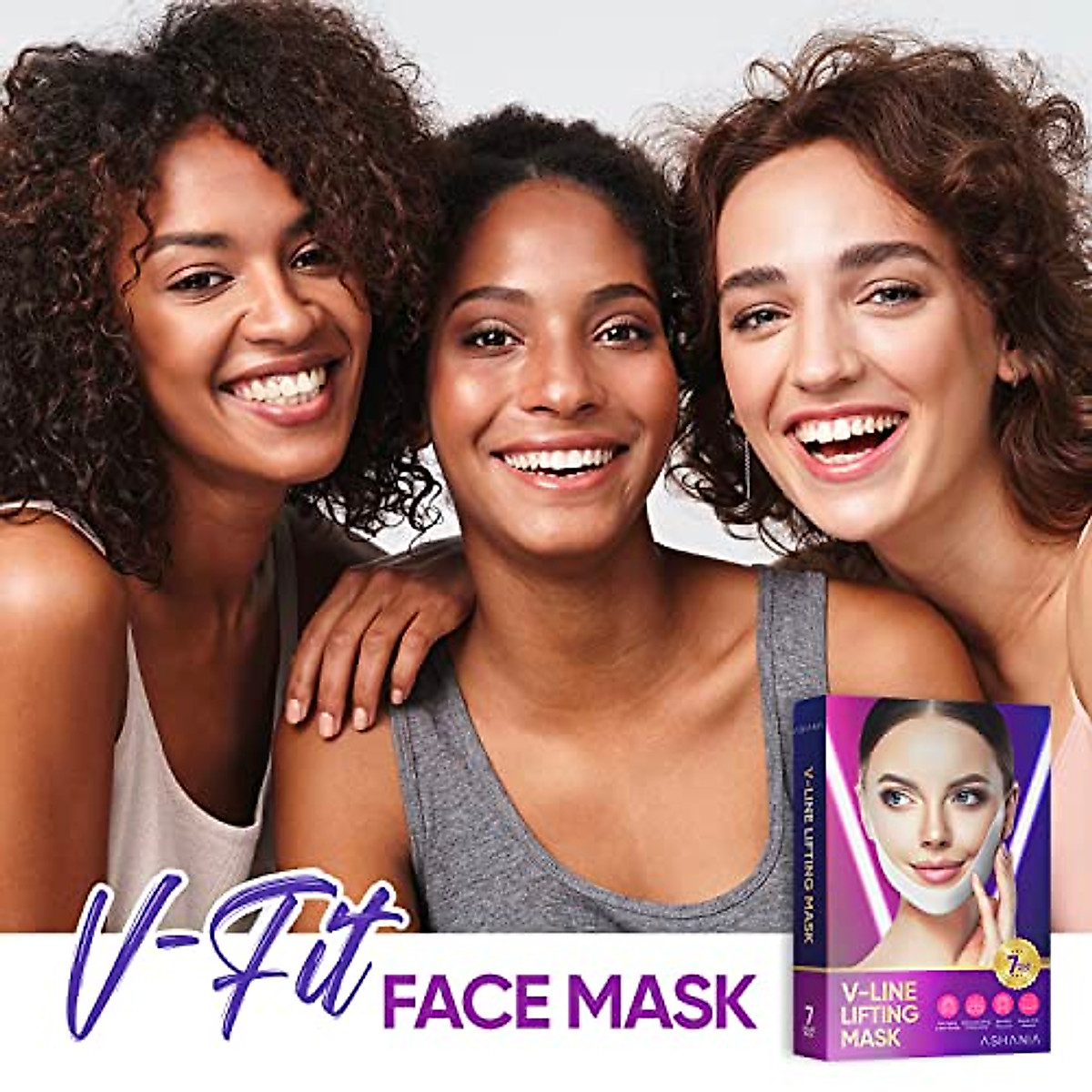 Ashania Double Chin Reducer V Line Lifting Face Mask Double Chin Eliminator Slimming Face Lift Strap Double Chin Skin Care 7 Piece