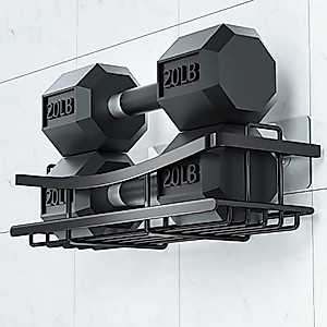 AUOTTO Shower Caddy Shower Organizer Adhesive Shower Shelf, Rustproof No Drilling SUS304 Stainless Steel for Bathroom Shower Storage Organization,2 Pack with 4 Hooks, Matte Black