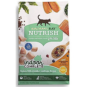 Nutrish Rachael Ray Indoor Complete Natural Dry Cat Food, Chicken with Lentils & Salmon Recipe, 3 lbs (Pack of 2)
