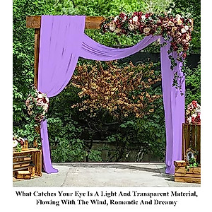 Chiffon Backdrop Curtain 29"x108" 2pc Chiffon Curtain Panels Chiffon Window Curtains Colorful Sheer Curtains Tulle Sheer Curtains Sheer Voile Fabric Chiffon Overlay Wedding (Lavender, 29x108-inch)