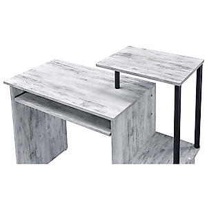 Acme Furniture Lyphre Computer Desk, Weathered White and Black