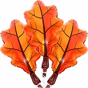 KatchOn, Happy Thanksgiving Balloons - Large 27 Inch, Pack of 6 | Maple Leaf Balloons - Big, 27 Inch | Thanksgiving Balloon Garland Kit, Fall Balloons | Fall Leaves Balloons | Turkey Balloons