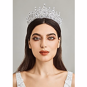 SWEETV Tiaras and Crowns for Women, Crystal Princess Crown, Wedding Tiara for Bride, Silver Rhinestone Headdress for Birthday Prom Party Homecoming, for Ages 15+