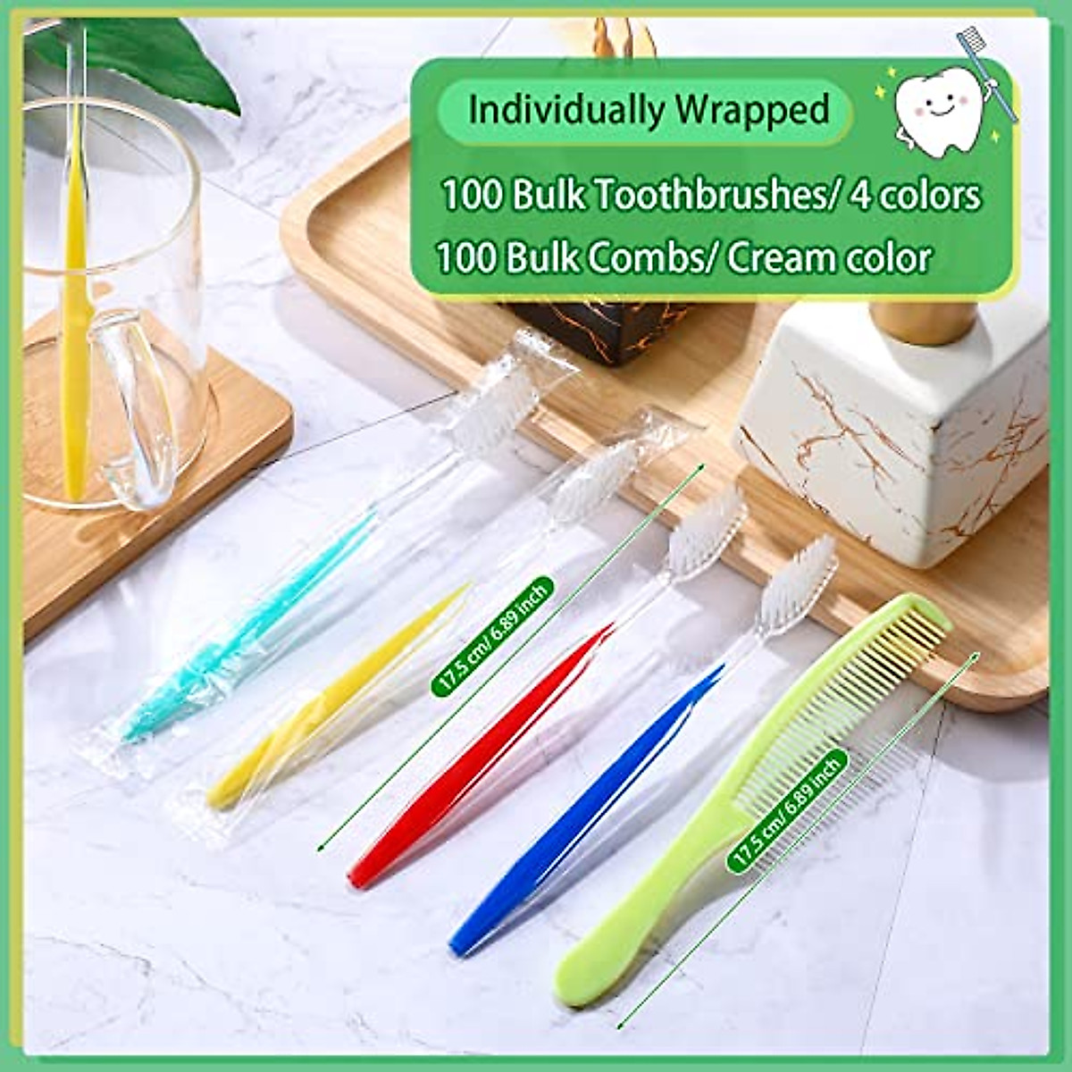 200 Pcs Bulk Disposable Toothbrushes and Comb for Homeless Individually Wrapped Toothbrushes Soft Bristle Manual Toothbrushes Travel Hair Combs for Adults Kid Hotel Shelter Nursing Home Charity Church
