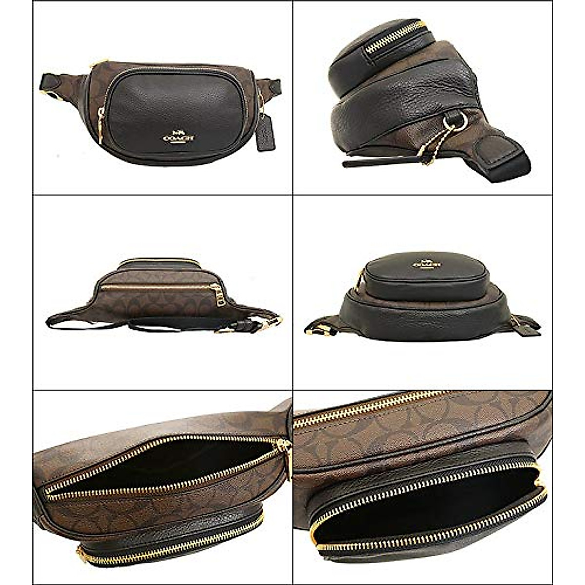 Coach Signature Leather Belt Bag (Brown/Black)