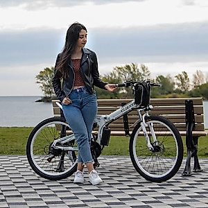 EUROBIKE Adult Electric Bicycles,Adult Folding Bikes, 550W high Speed brushless Motor, Removable 36V 12.5AH Lithium Battery, 26 inch Electric Bicycle (White)