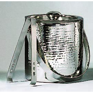 Elegance Hammered 6-Inch Stainless Steel Ice Bucket With Tongs