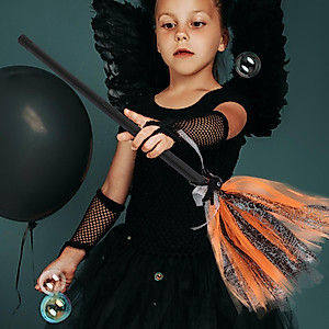Ciieeo 1pc Halloween Broom Witch Halloween Accessories Childrens Broom Halloween Besom Prop Broom Stick Broom Props Broom for Halloween Toy Broom Black Costume Makeup Mesh Toddler Cosplay