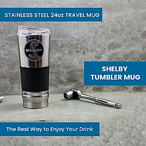 Carroll Shelby® Double-Walled Insulated Stainless-Steel 24 oz Tumbler Mug | Vacuum Insulation | Accommodates Hot or Cold Drinks | Spill-proof Threaded Snap Fit Lid | Matching Silicone Grip