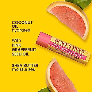 Burt's Bees Lip Balm - Pink Grapefruit, Lip Moisturizer With Responsibly Sourced Beeswax, Tint-Free, Natural Origin Conditioning Treatment, 2 Tubes, 0.15 oz.