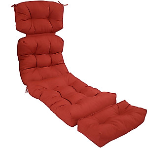 Sunnydaze Olefin Tufted Outdoor Chaise Lounge Chair Cushion - 23 Inches Wide x 75 Inches Long - 300 D Olefin Fabric with Polyester Fill - Red