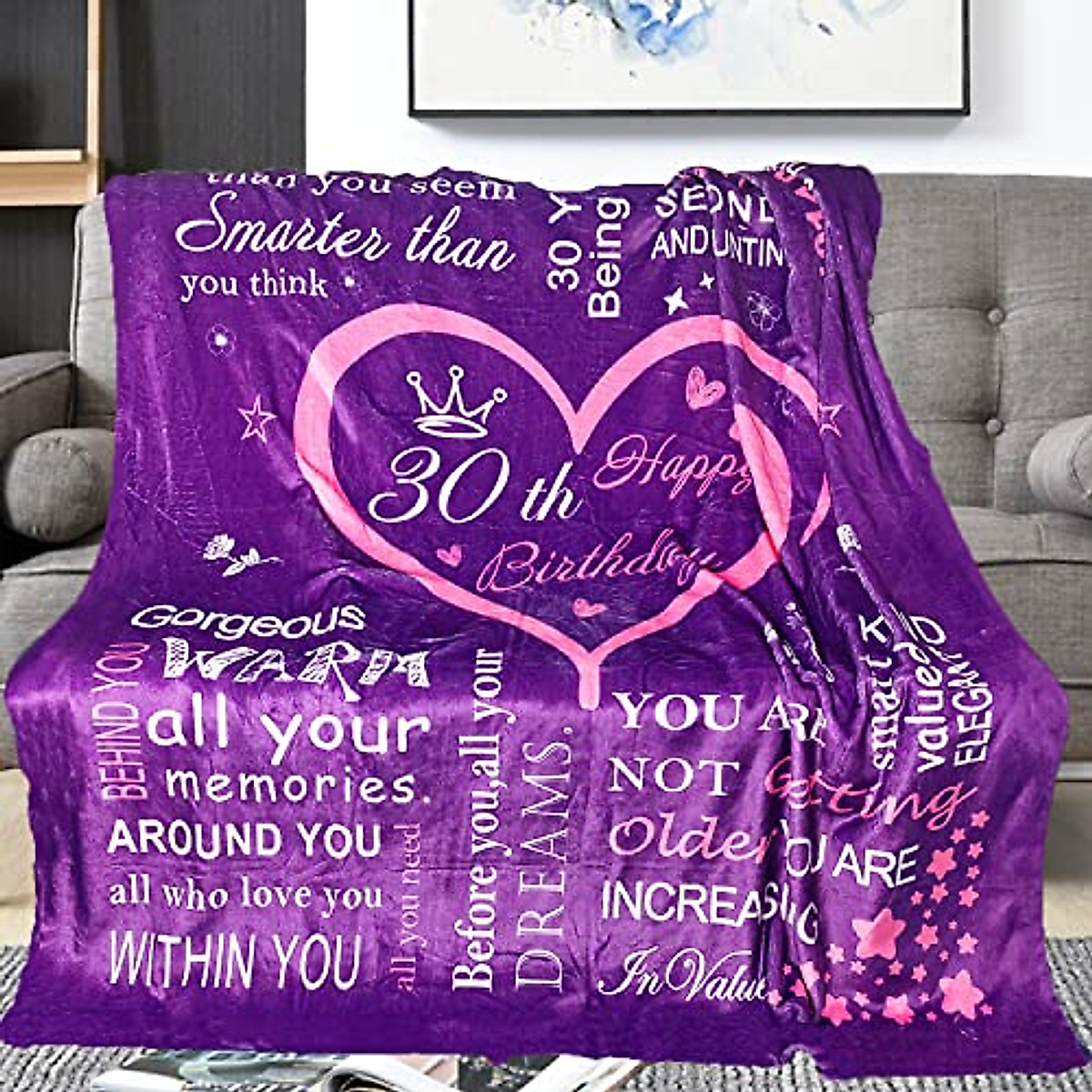 FTEFueie 30th Birthday Gifts for Women Blanket 50"x60", 30th Birthday Gifts Ideas, 1993 Birthday Gifts Throw Blanket Women, 30th Birthday Gifts for Sister Wife Mom, 30-Year-Old Birthday Gift Ideas